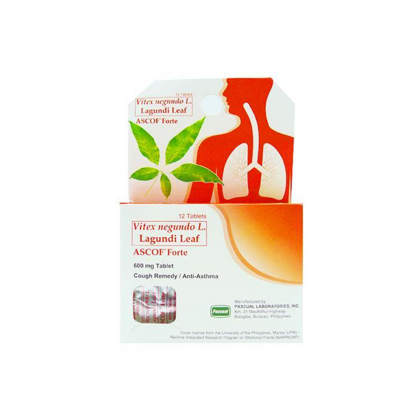 ASCOF FORTE Vitex Negundo L. (Lagundi Leaf) 600mg Tablet 12's price in ...